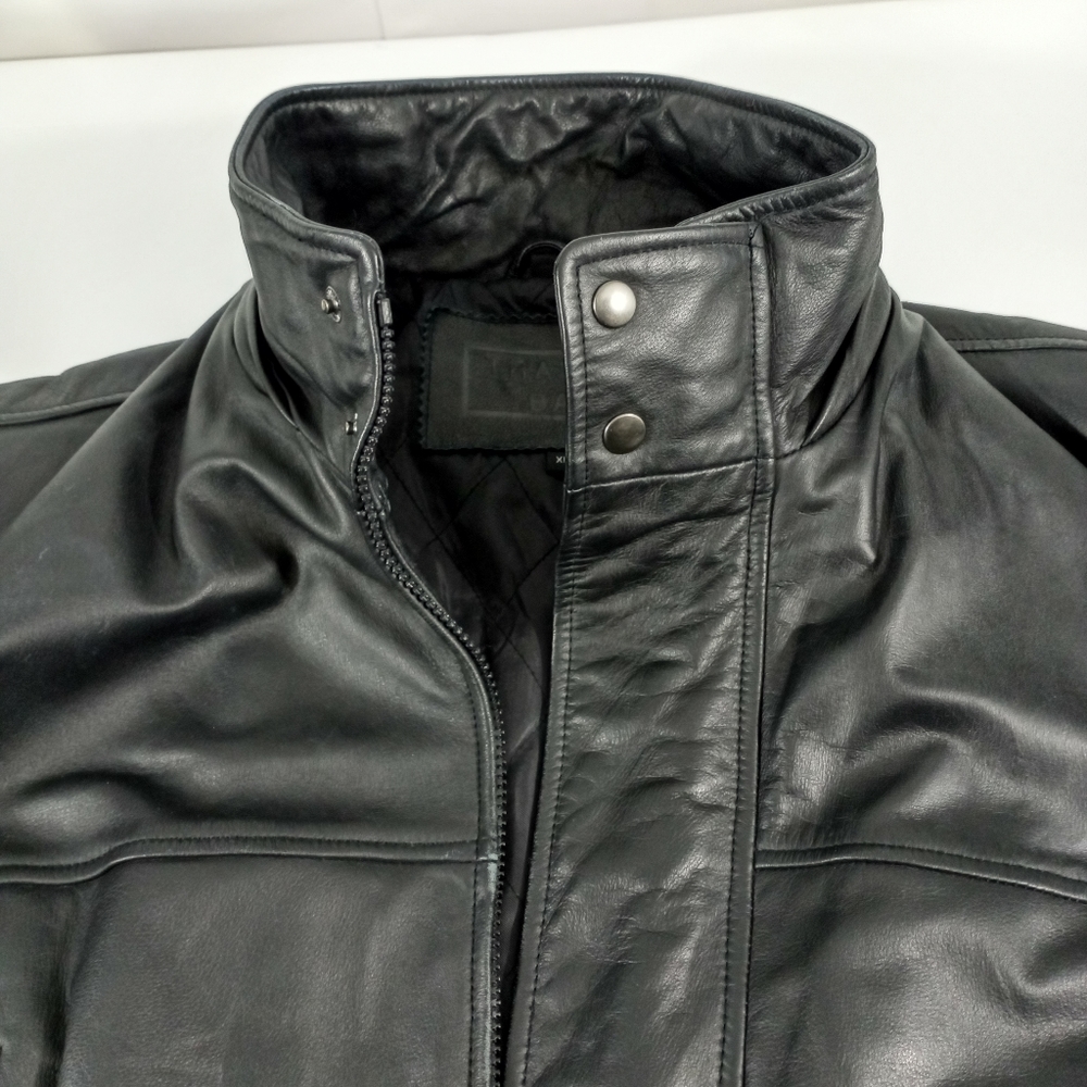 Trader Bay Genuine Black Leather Jacket Quilt Lined P… - Gem